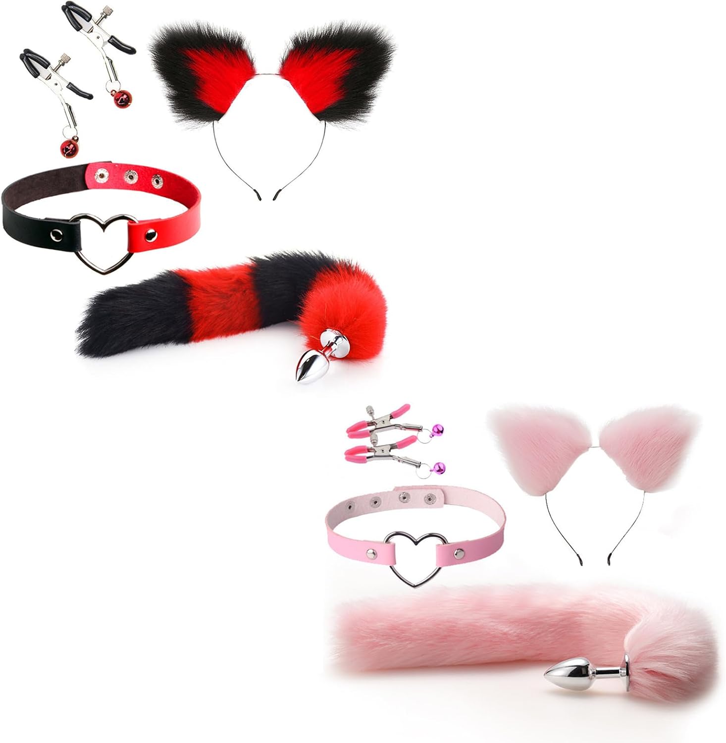 Amazon.com: Prucit Cat Women Cosplay Set Cat Tail Plug Anal Tail Set ...