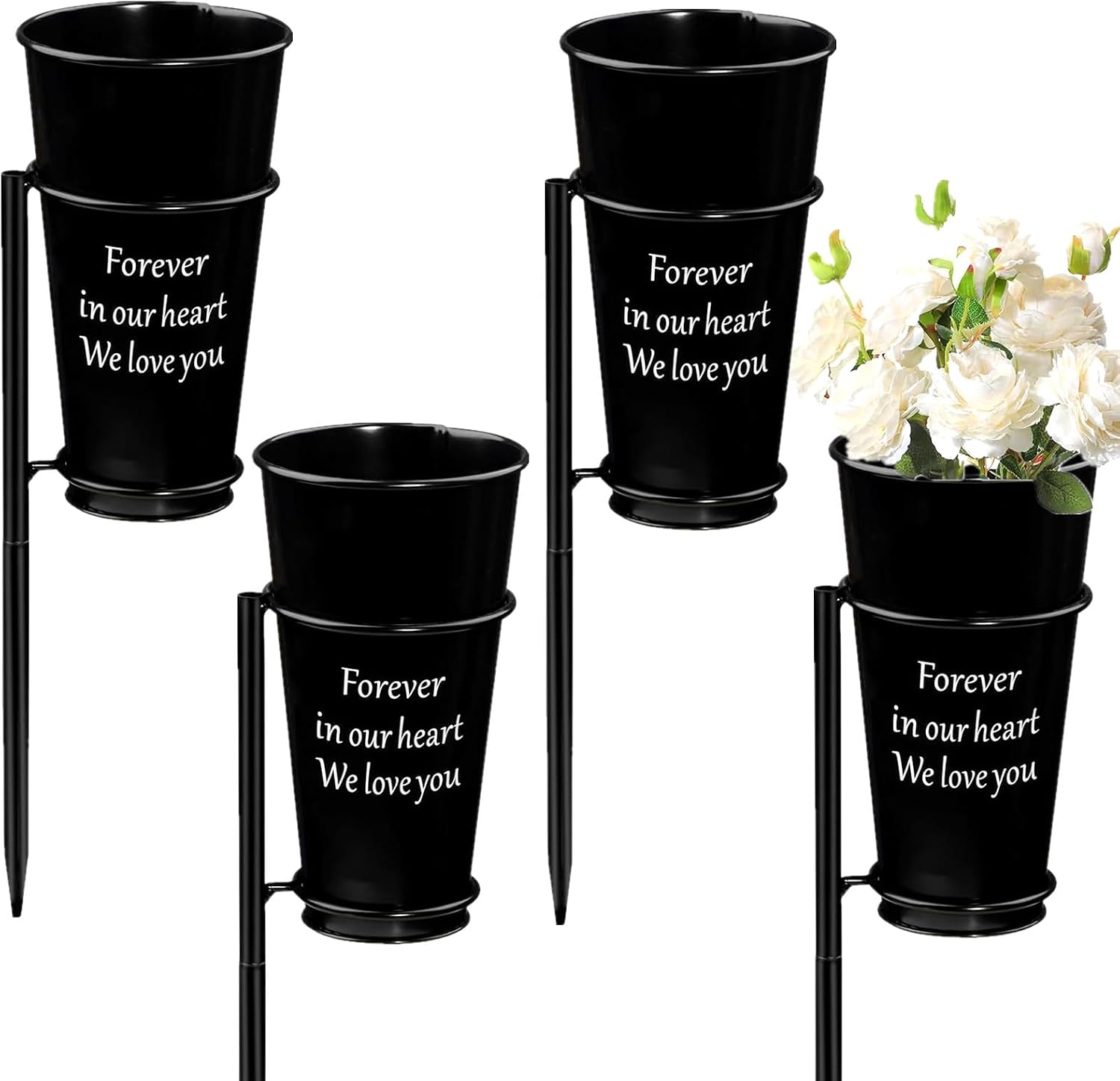 Amazon.com: 4 Pack Metal Cemetery Vases Flower Holder with Spikes In ...