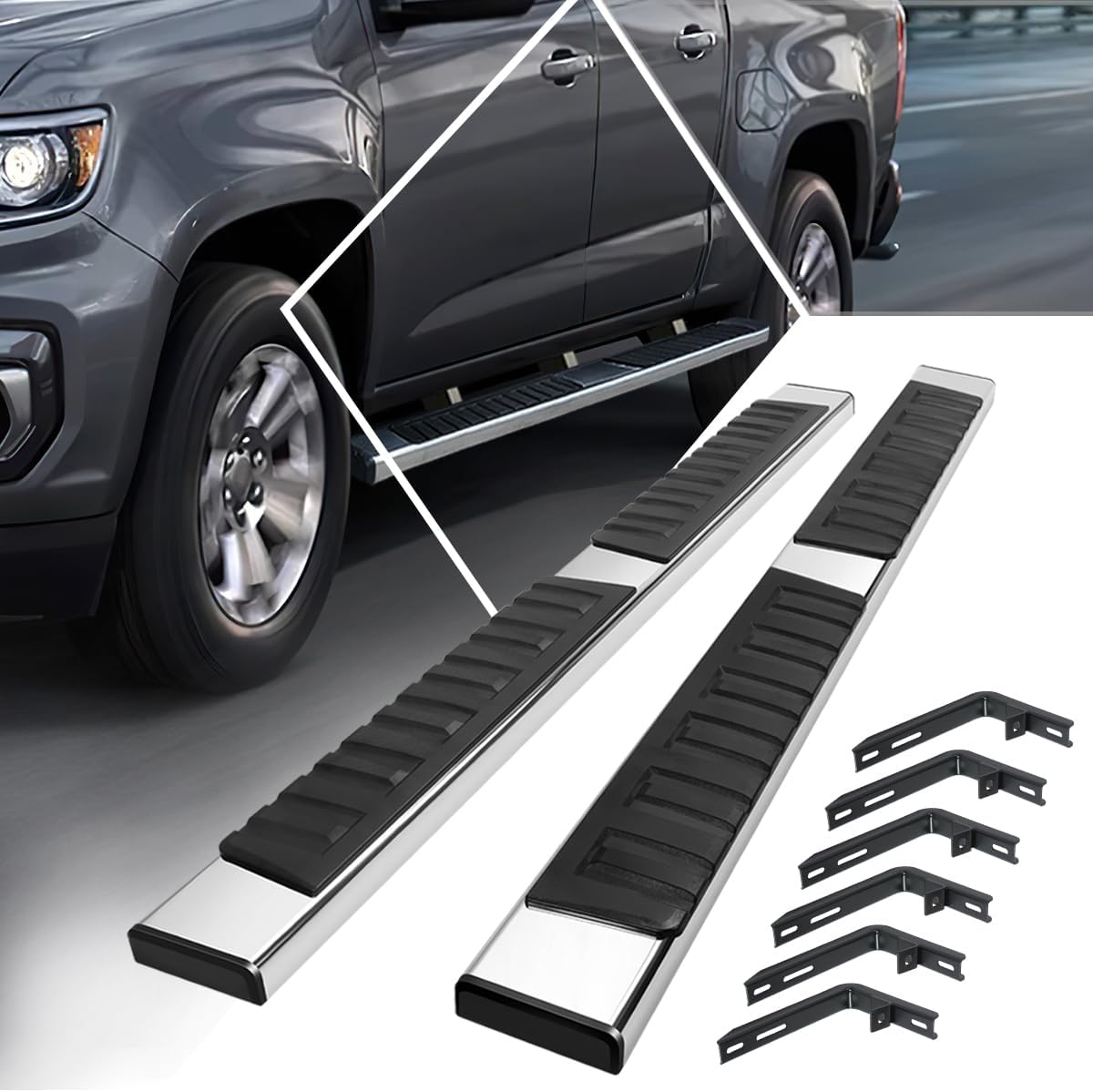 Amazon.com: 2Pcs 6.75 Inch Chrome Stainless Running Boards Side Steps ...