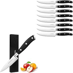 Amazon.com: PICKWILL Paring Knife 3.5 Inch & Steak Knives Set of 8 ...