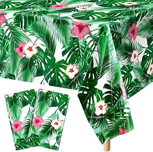 Amazon.com: Oudain 3 Pieces Hawaiian Tablecloth 84 Inch Luau Tropical ...
