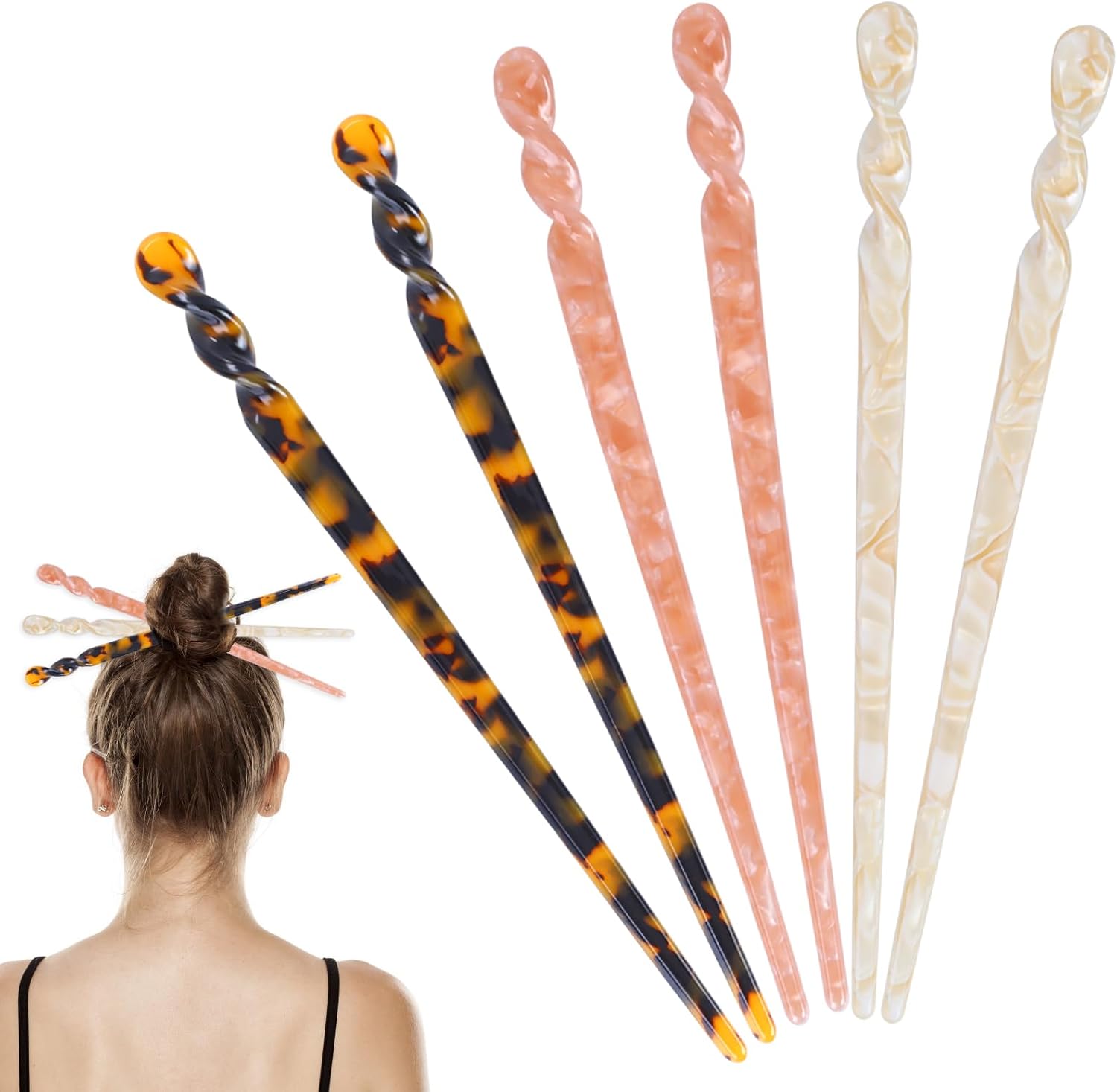 Chinese Hair Sticks,Mabor 6pcs Acetate Hair Sticks Chinese Hair Pins ...