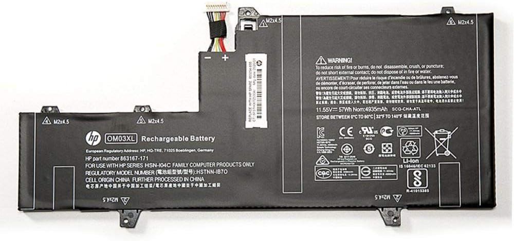 Amazon.com: HP OM03XL Laptop Battery replaceable for HP EliteBook X360 ...
