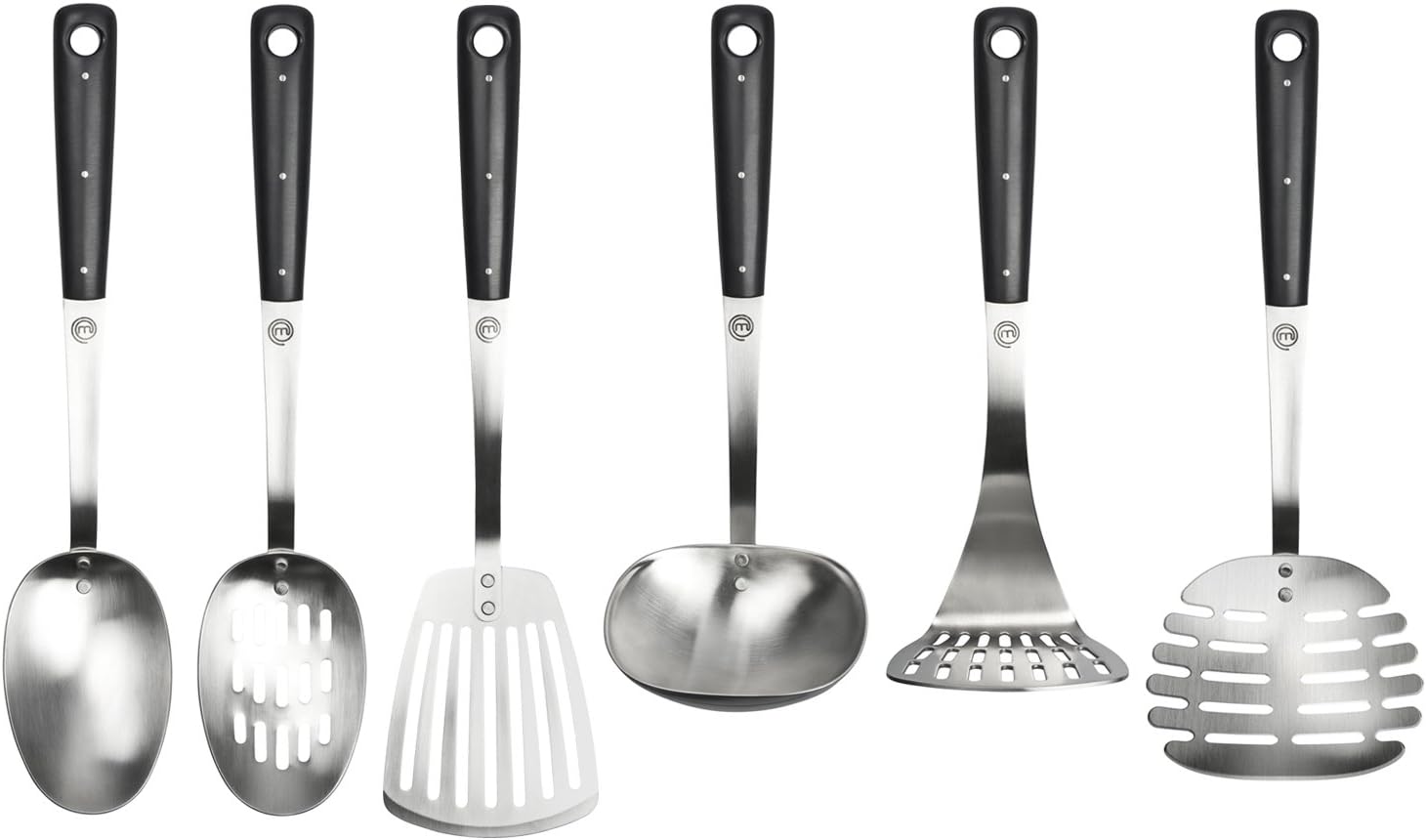 Amazon.com: Masterchef Utensils - 6pc Skimmer, Slotted Spoon, Solid ...