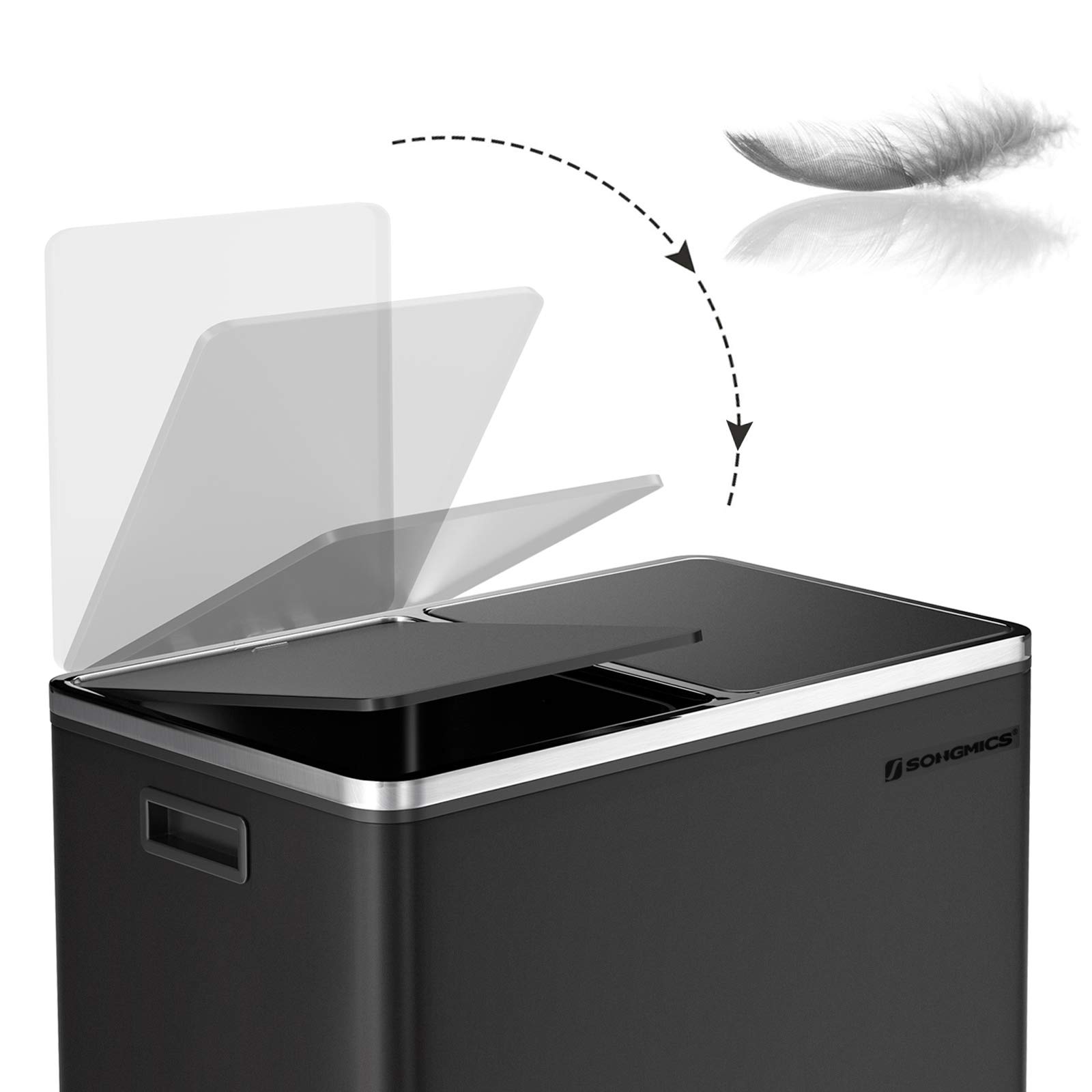 SONGMICS Dual Rubbish Bin 2 X 30L Recycling Bin Metal Pedal Bin With songmics-dual-rubbish-bin-2-x-30l-recycling-bin-metal-pedal-bin-with