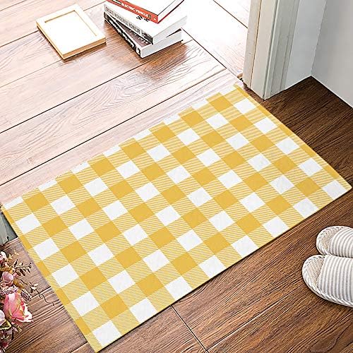 Amazon.com: Buffalo Plaid Checkered Yellow and White Doormat Indoor ...