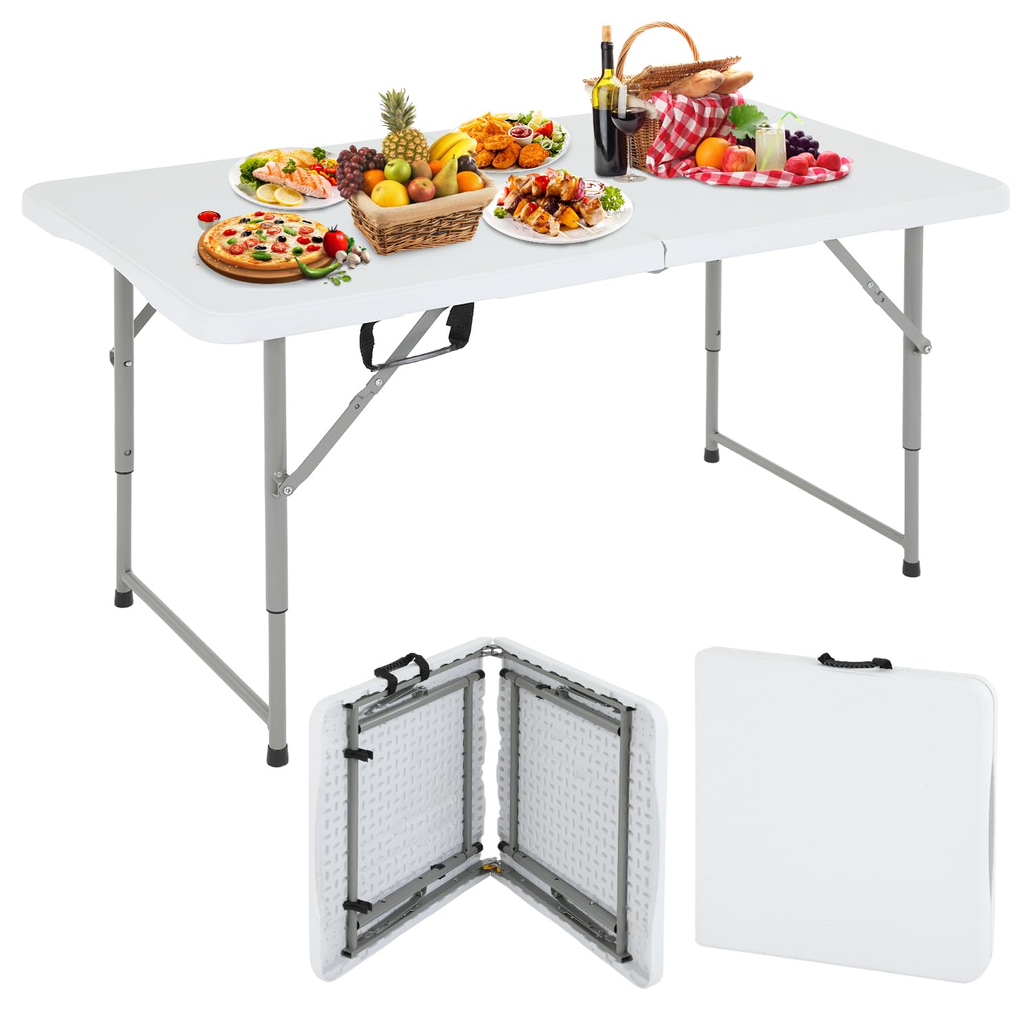 Amazon.com: Camping Table 4 FT Foldable Table, Plastic Picnic Table ...