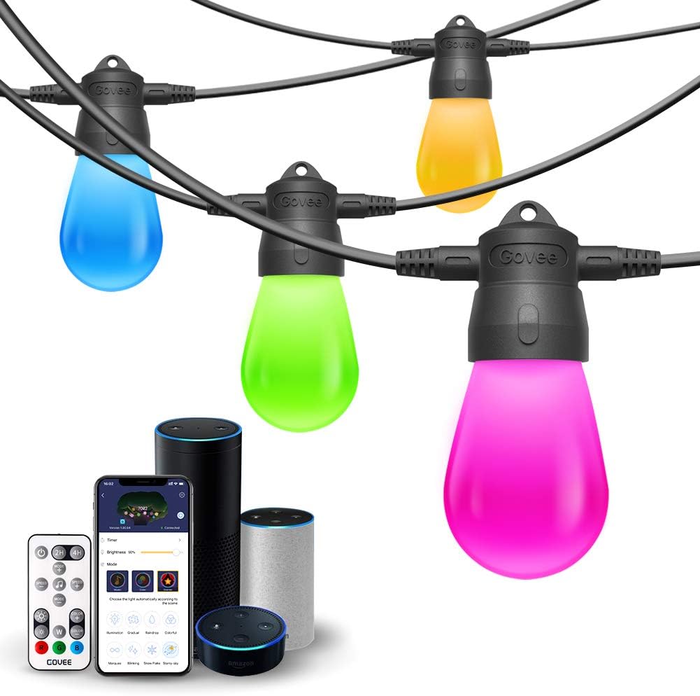 Amazon.com : Govee Outdoor String Lights WiFi 24Ft 6 Bulbs LED String ...