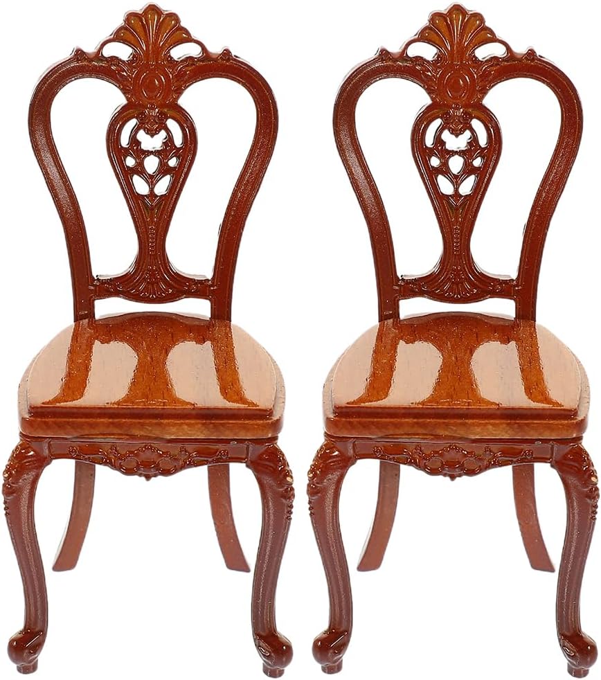 Amazon.com: Gadpiparty Mini Wooden Chair 2pcs Miniature Wooden Chair ...