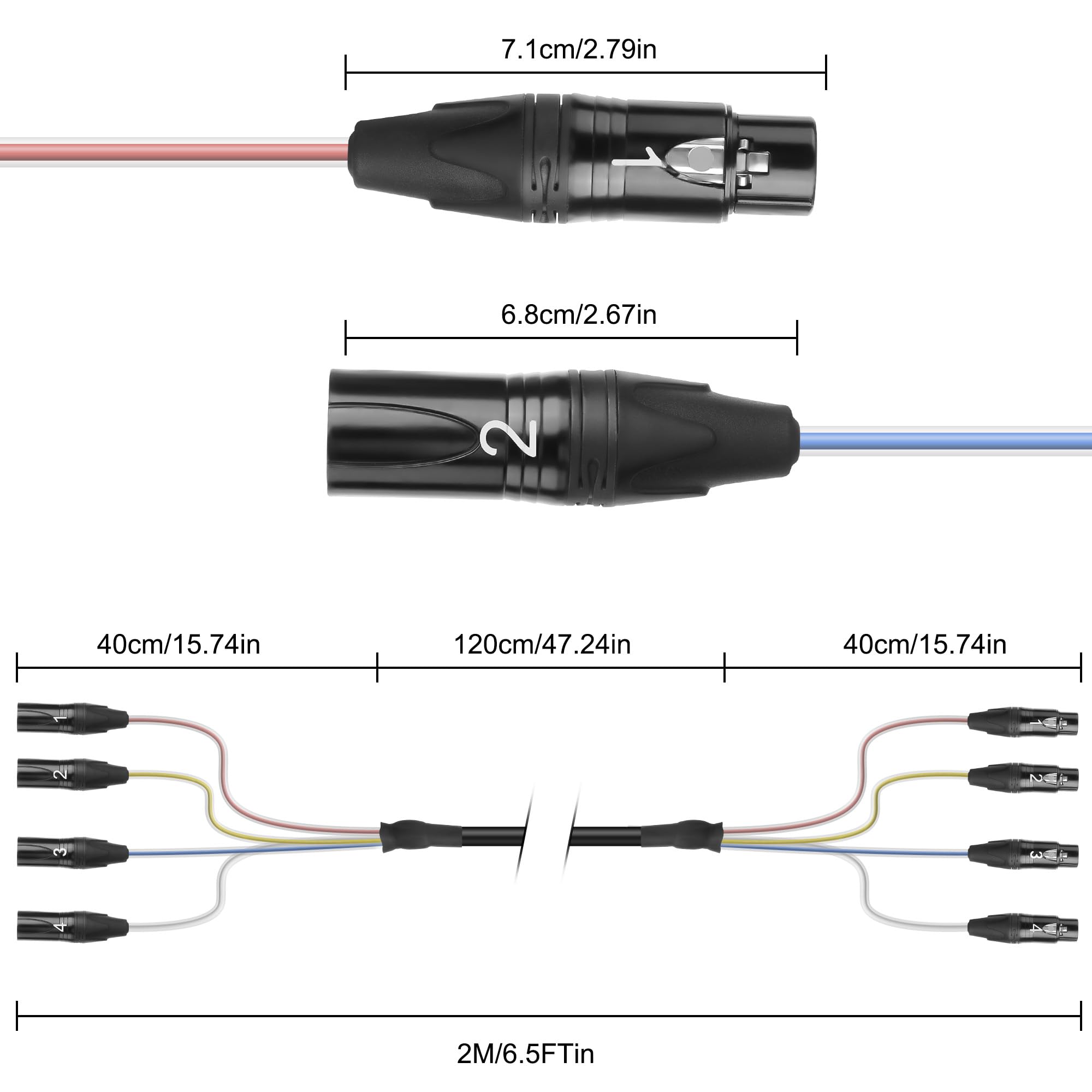 Snapklik.com : XMSJSIY 4 Channel XLR Audio Snake 3 Pin XLR Male To ...