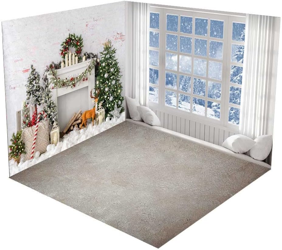 Amazon.com : Kate Christmas Window Snow Scene Setters Fireplace ...
