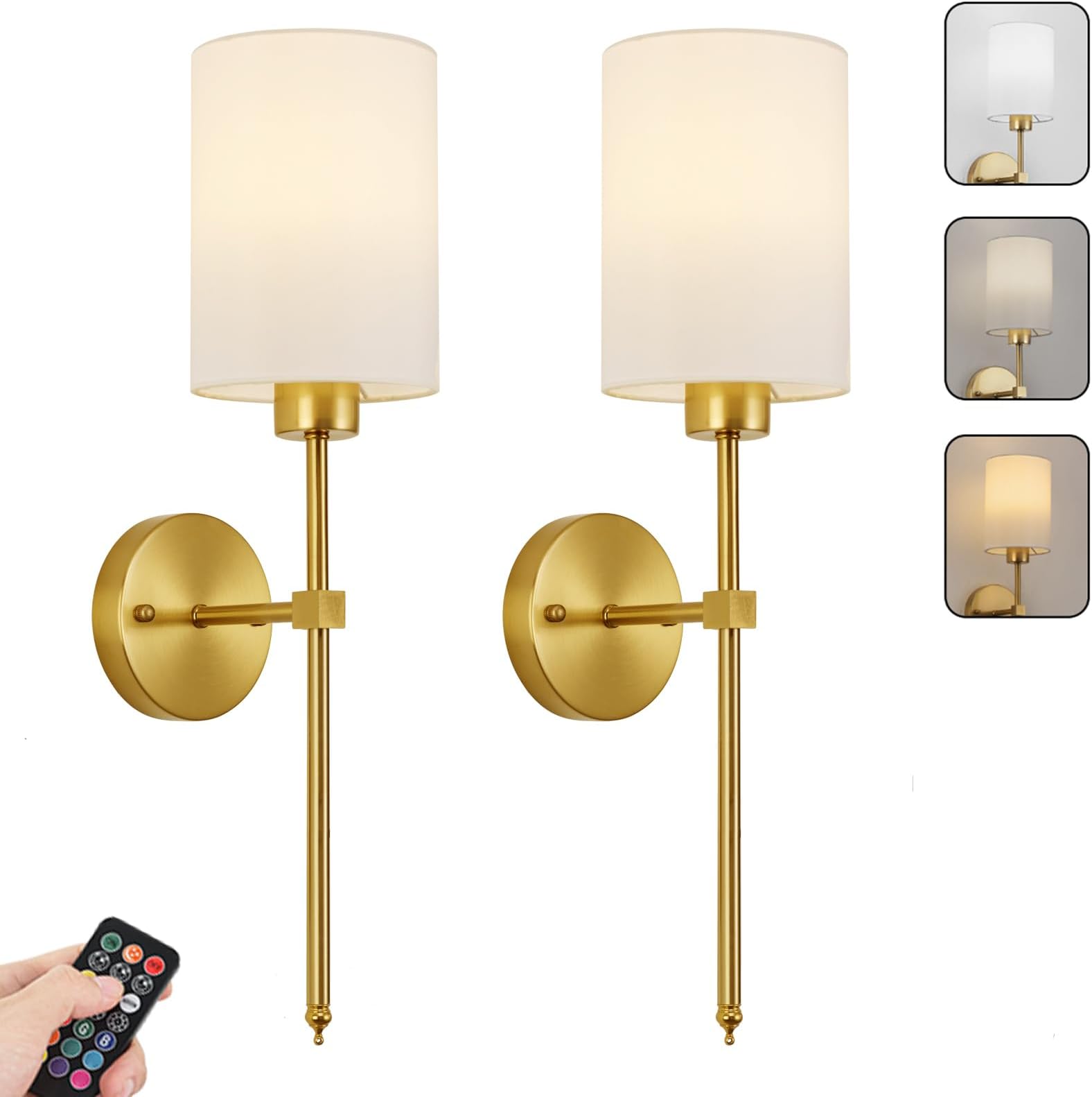 KARTOOSH Battery Operated Wall Sconces Set of Two, with Remote Control ...