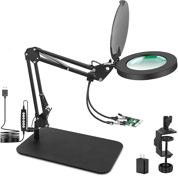 Amazon.com: Magnifying Glass with Light, EOOKU 3-in-1 Magnifying Desk ...