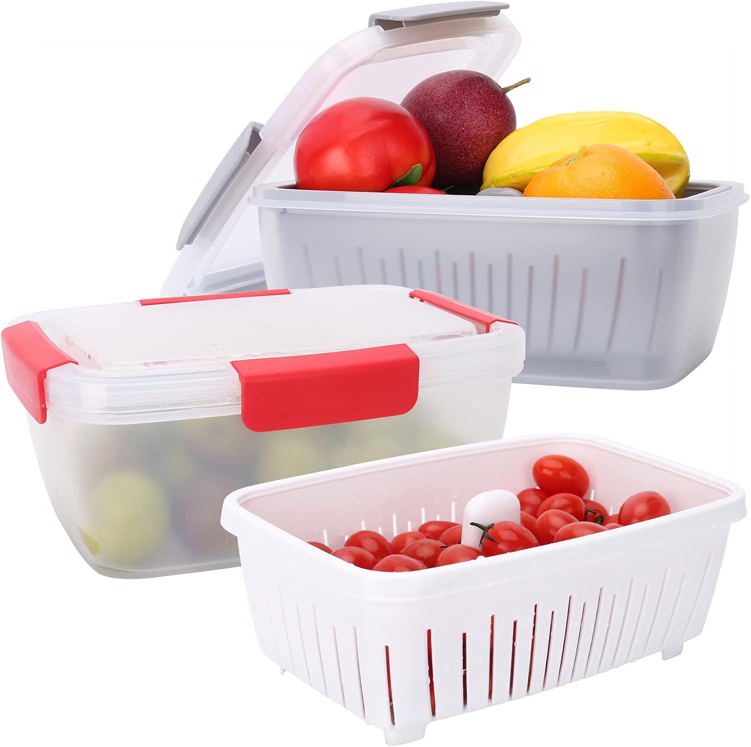 Amazon.com: Fresh Produce Vegetable Fruit Storage Containers Set 2 Pack ...