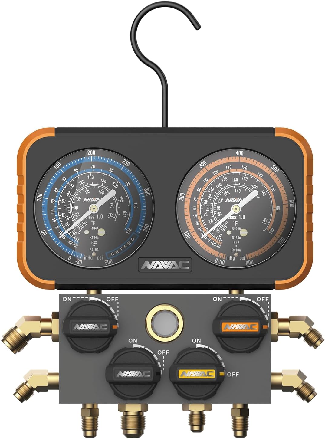 Amazon.com: NAVAC N4A4H Manifold Gauge | Class 1.0 Accuracy | Impact ...
