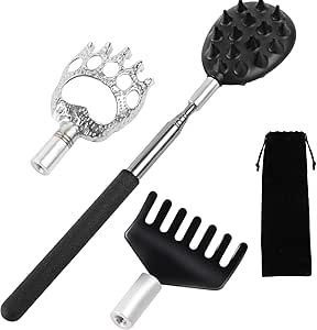 Back Scratcher with 3Pcs Detachable Heads, Extendable Backscratcher ...
