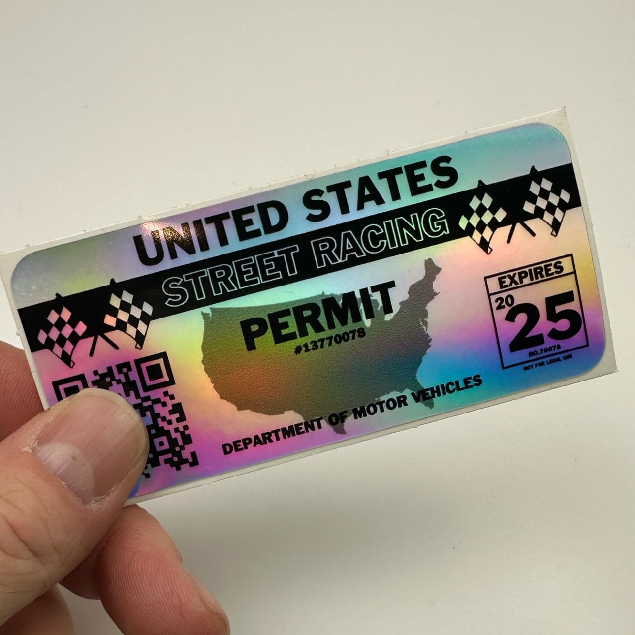Amazon.com - Holographic Vinyl Decal United States Street Racing Permit ...