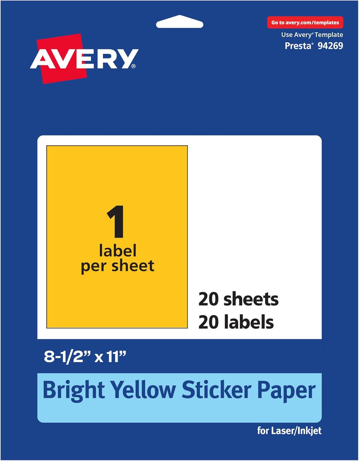 Amazon.com : Avery Printable Sticker Paper, 8-1/2" x 11", Full-Sheet ...