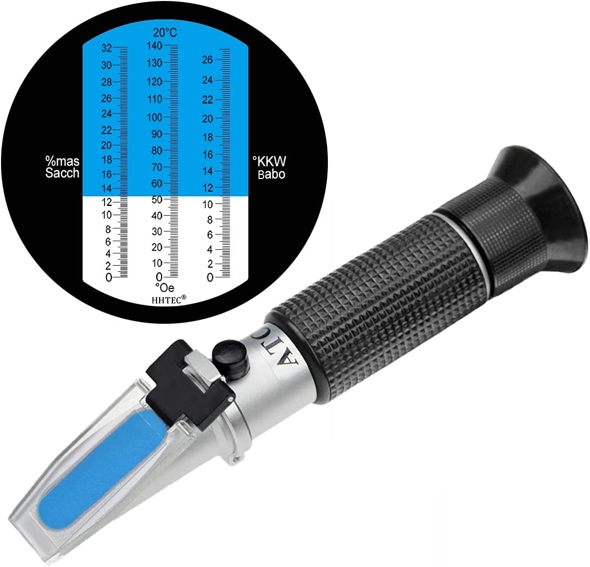HHTEC Brennerei Refraktometer Alkohol 0-80% v/v HandRefraktometer ...