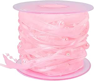 Amazon.com: 11 Yards Pearls String Beads Organza Sheer Chiffon Satin ...