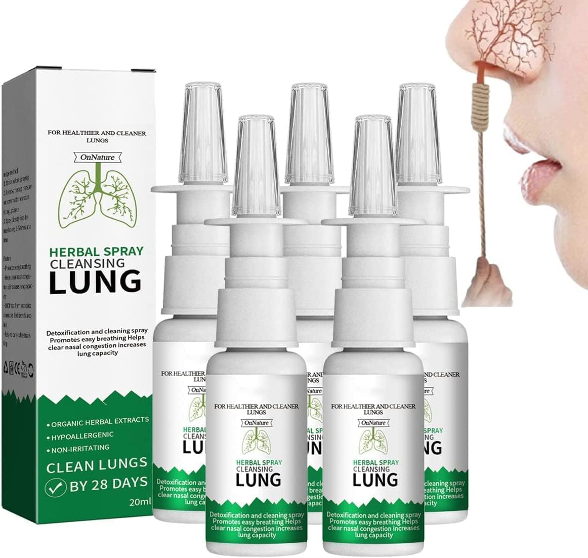OnNature Organic Herbal Lung Cleanse & Repair Nasal Spray pro, Herbal ...