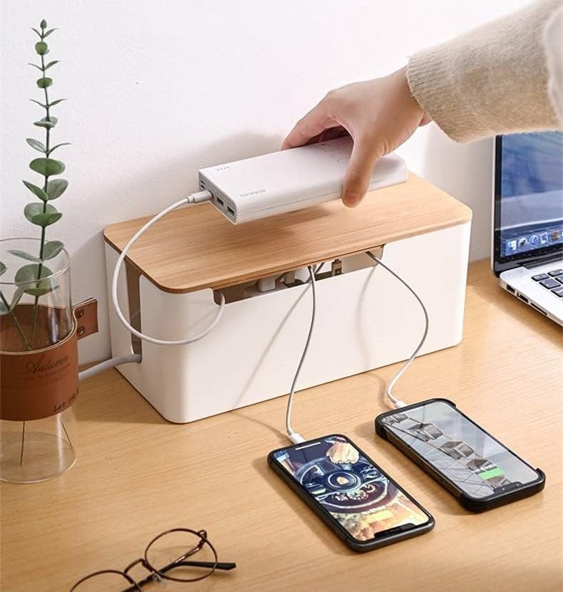 Amazon.com: Cable Management Box- Cable Clips Set,Wood Lid,Cord ...