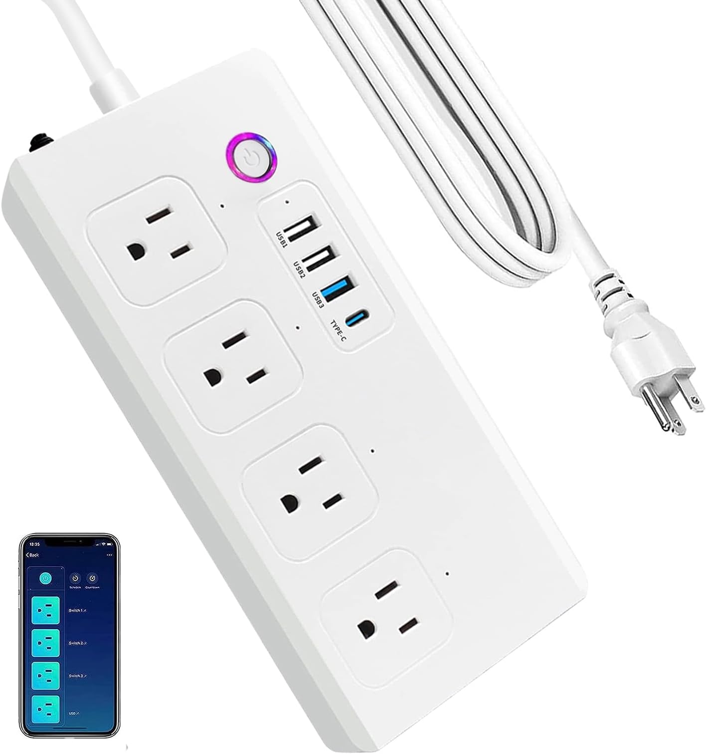 Amazon.com: Amazon Basics Smart Plug Power Strip with 6 Individually ...