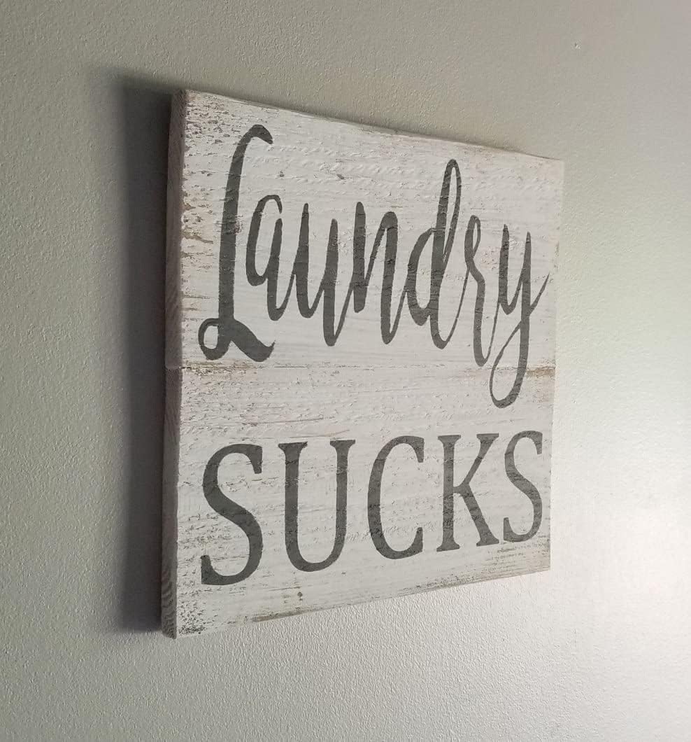 Amazon.com : HOUVSSEN Wood Signs for Crafts Laundry Sucks Funny ...