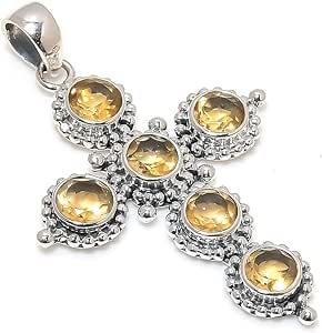 Amazon.com: AUDRIELLE 925 Solid Sterling Silver Pendant Citrine Round ...