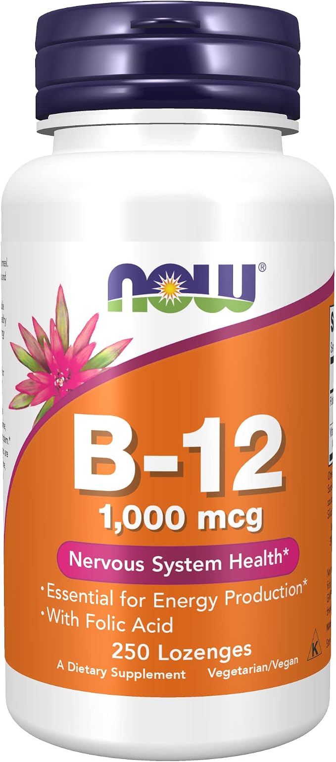 Amazon.com: NOW Supplements, Vitamin B-12 1,000 mcg with Folic Acid ...