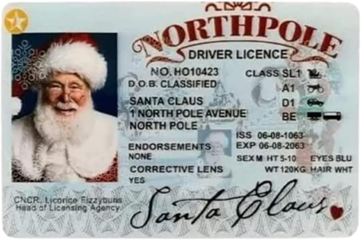 Amazon.com: KXXK Santa's Sleigh Lost Driving License Santa Driver's ...