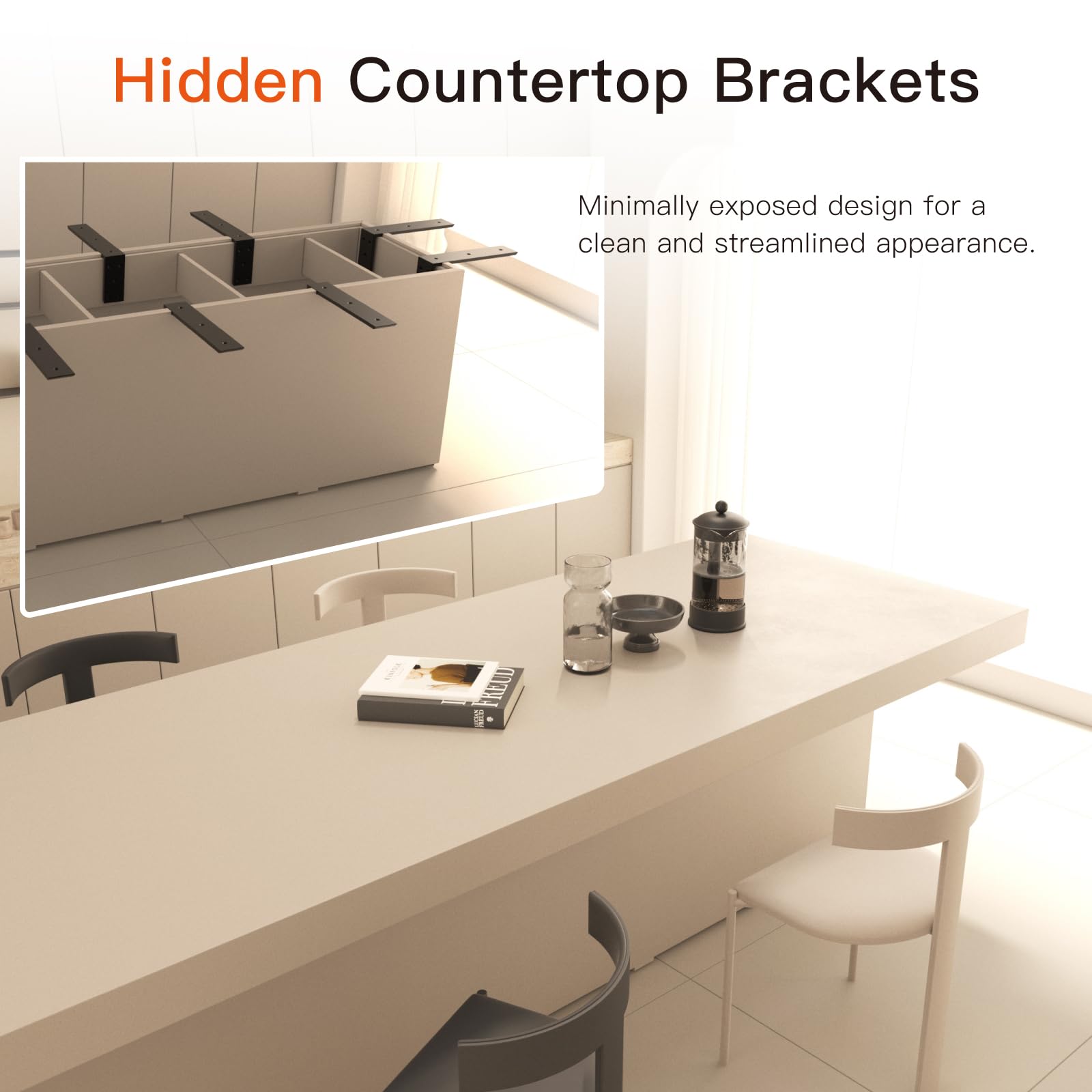 Snapklik.com : 20" Countertop Support Brackets 4 Pack, 3/8" Thick Heavy ...