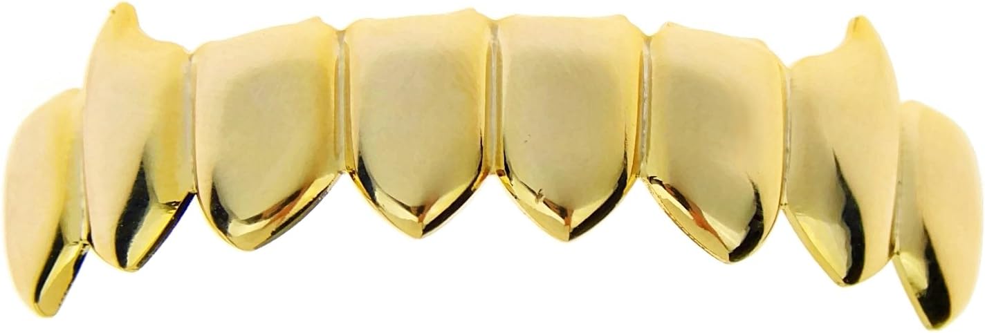 Amazon.com: Fang Grillz 14k Gold Plated 8 Bottom Teeth Fangs Eight ...
