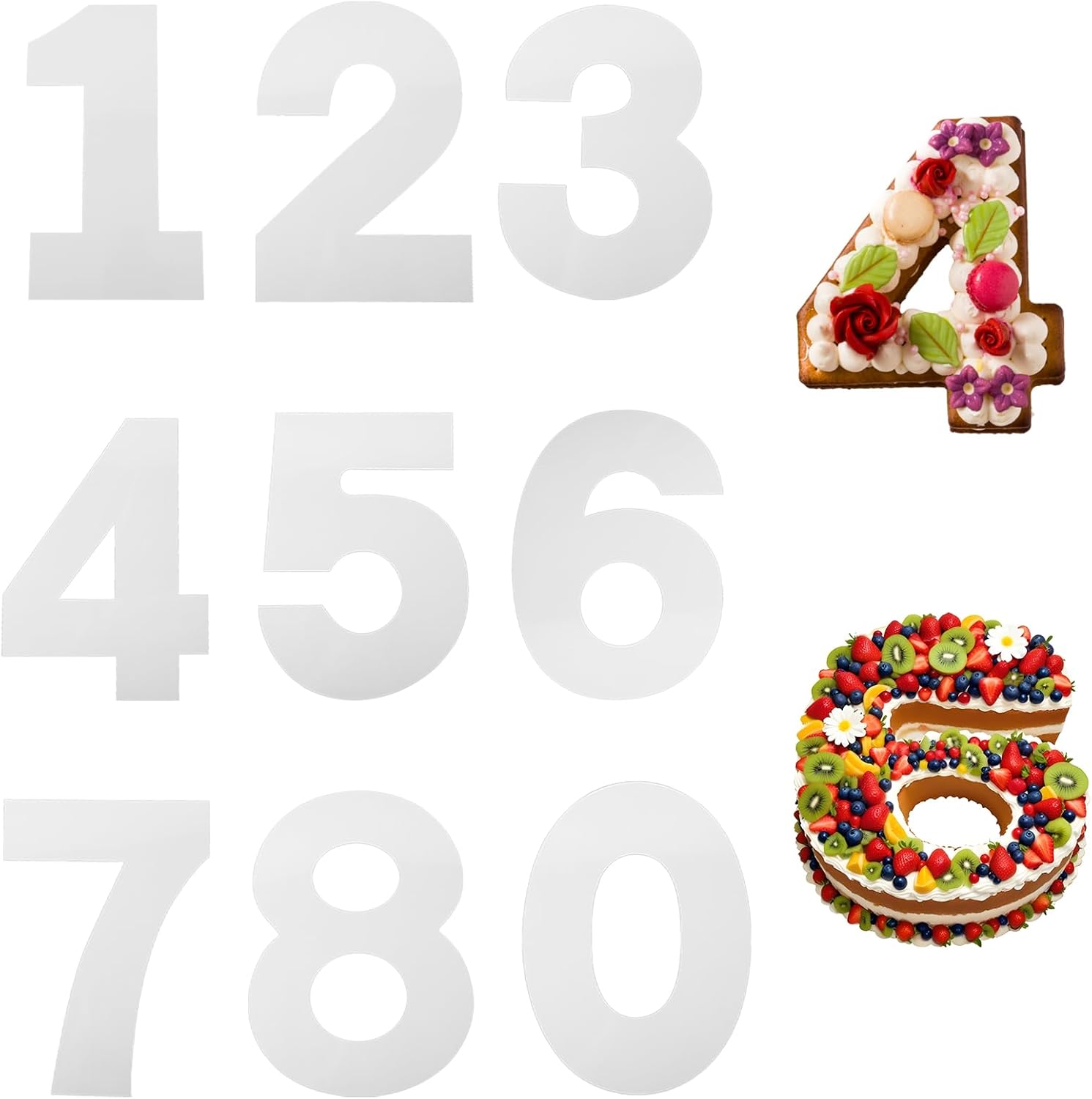 Amazon.com: 12 Inch Large Size Number Cake Stencils, 9 Pcs 0-8 Number ...