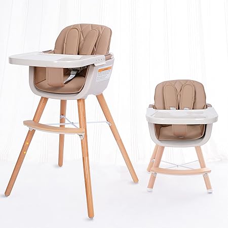 Amazon.com : IKARE Wooden Natural Baby High Chair W/ Removable Tray ...