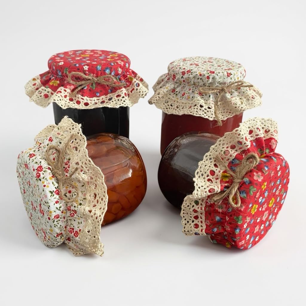Amazon.com: 10 Pieces Elastic Jar Cover Cloth - 100% Cotton - Stretchy ...