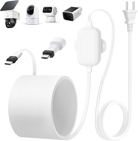 Amazon.com: 25ft Power Adapter for eufy Security SoloCam E30/S340/S220 ...