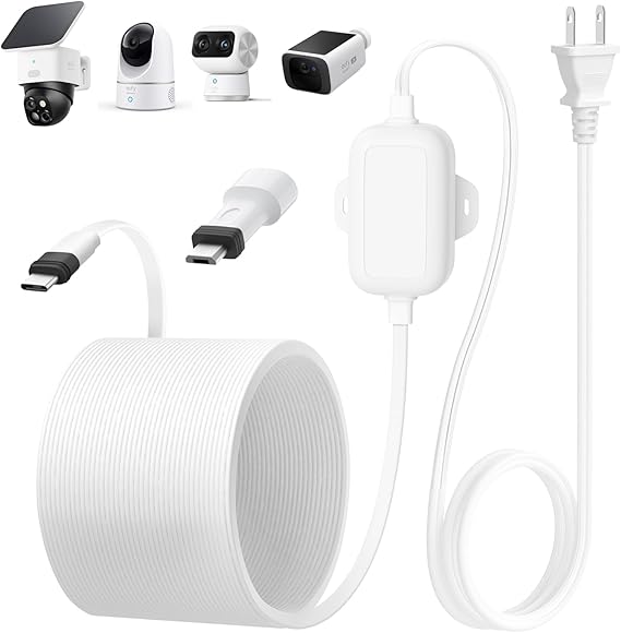 Amazon.com: 25ft Power Adapter for eufy Security SoloCam E30/S340/S220 ...
