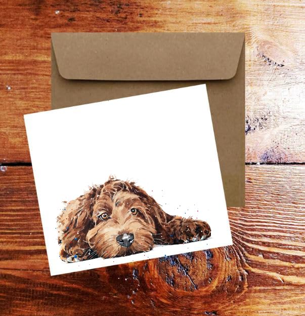 Chocolate Labradoodle Art Square Card(s) Single/Pack of 6.Labradoodle ...