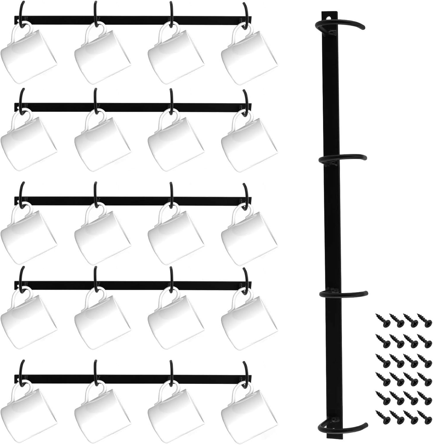 Amazon.com: KOHAND 6 Pcs Black Under Cabinet Mug Hanger, Metal Hanging ...