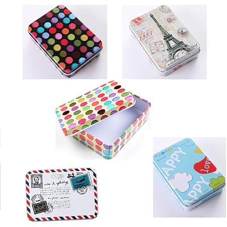 Amazon.com - 5 Pack Metal Tins Box Containers 3.54 x 2.56 x 1.1 inch ...