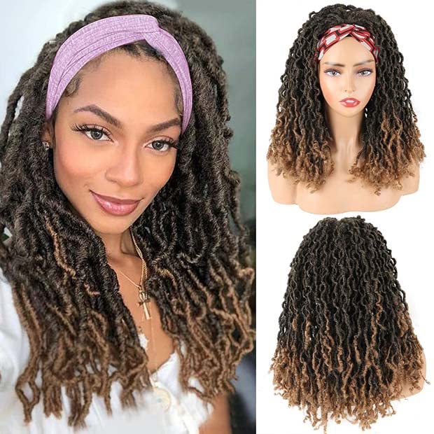 Amazon.com : Synthetic Dread lock Headband Wigs for Women Braided Curly ...