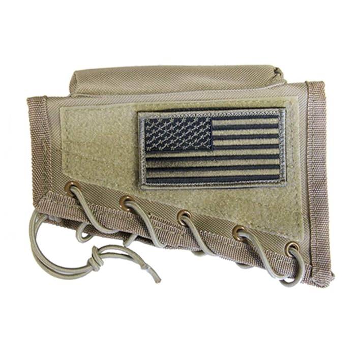 Buy M1SURPLUS Tan Color Lace-Up Cheek Rest Pad + USA Flag Patch Fits ...