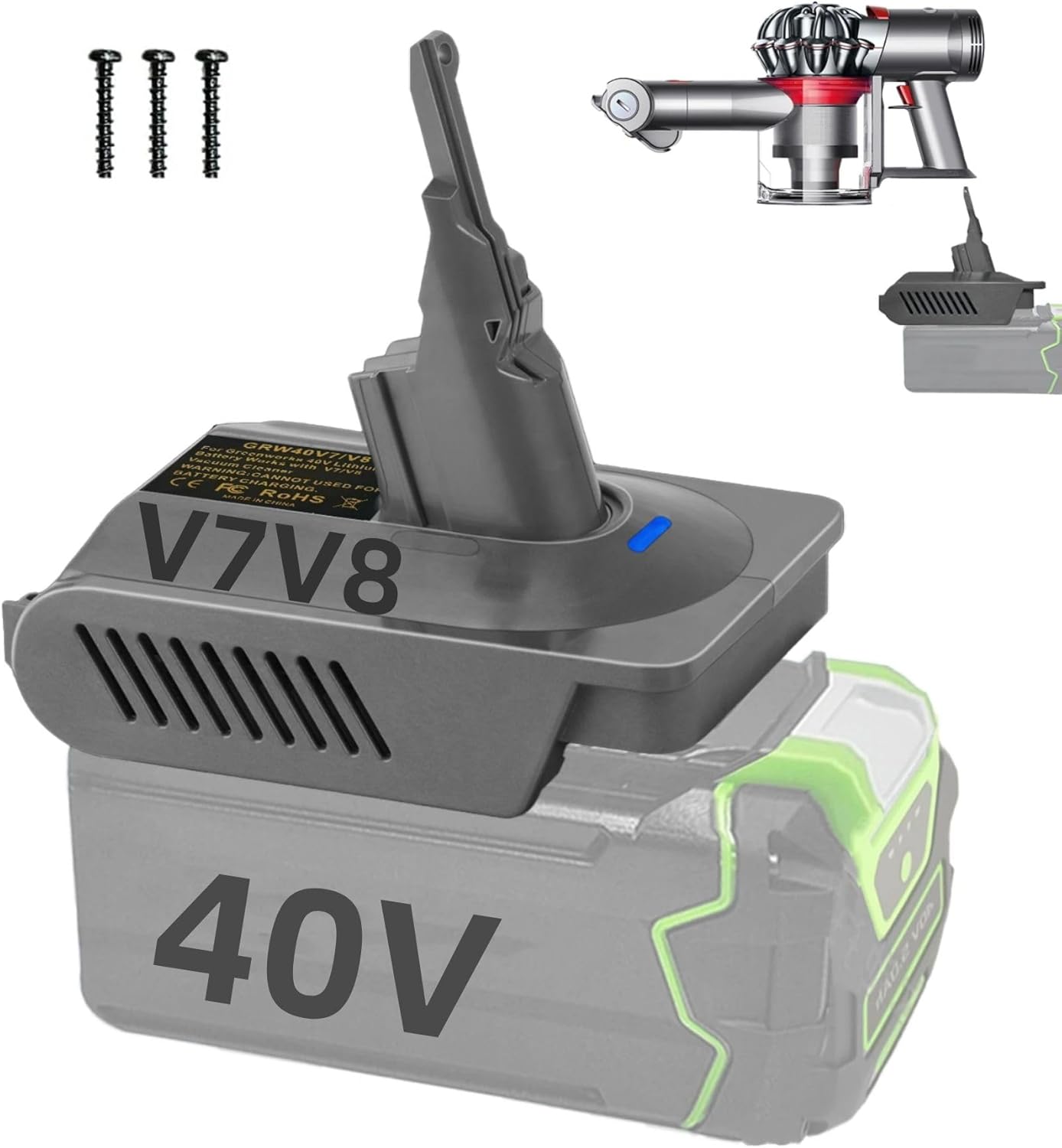 Amazon.com: MAKBOS V7V8 Adapter for Greenworks 40V Battery Convert to ...