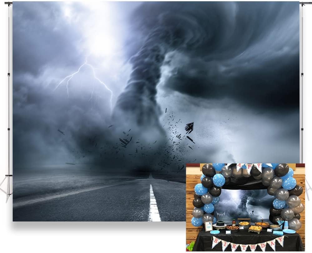 Amazon.com : KUKUSOUL 7x5ft Tornado Backdrop Highway Tornado Disaster ...