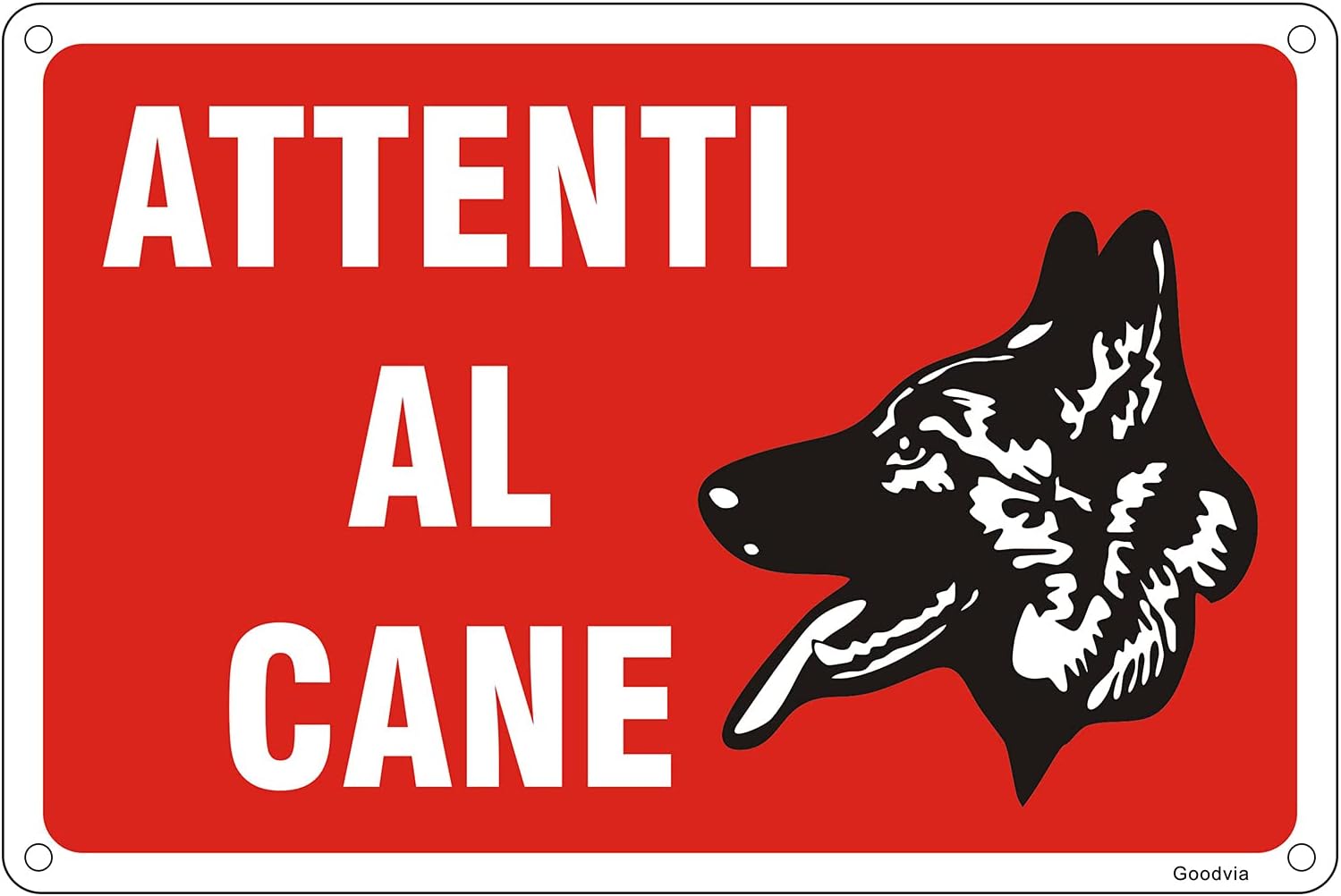 CARTELLO ALLUMINIO 25x12,5cm 'ATTENTI AL CANE'' CARTELLI SEGNALATORI ...
