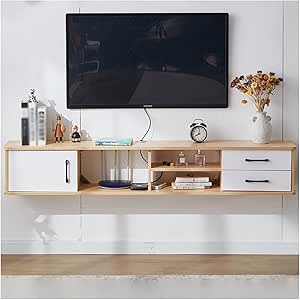 Floating TV Shelf Media Shelf, Wall Mounted Media Console,with Power ...
