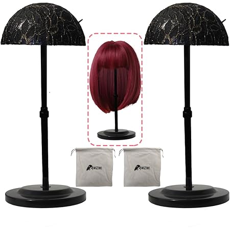 Amazon.com: Wig Stand 2PCS Adjustable Height Portable Wig Holder Stands ...