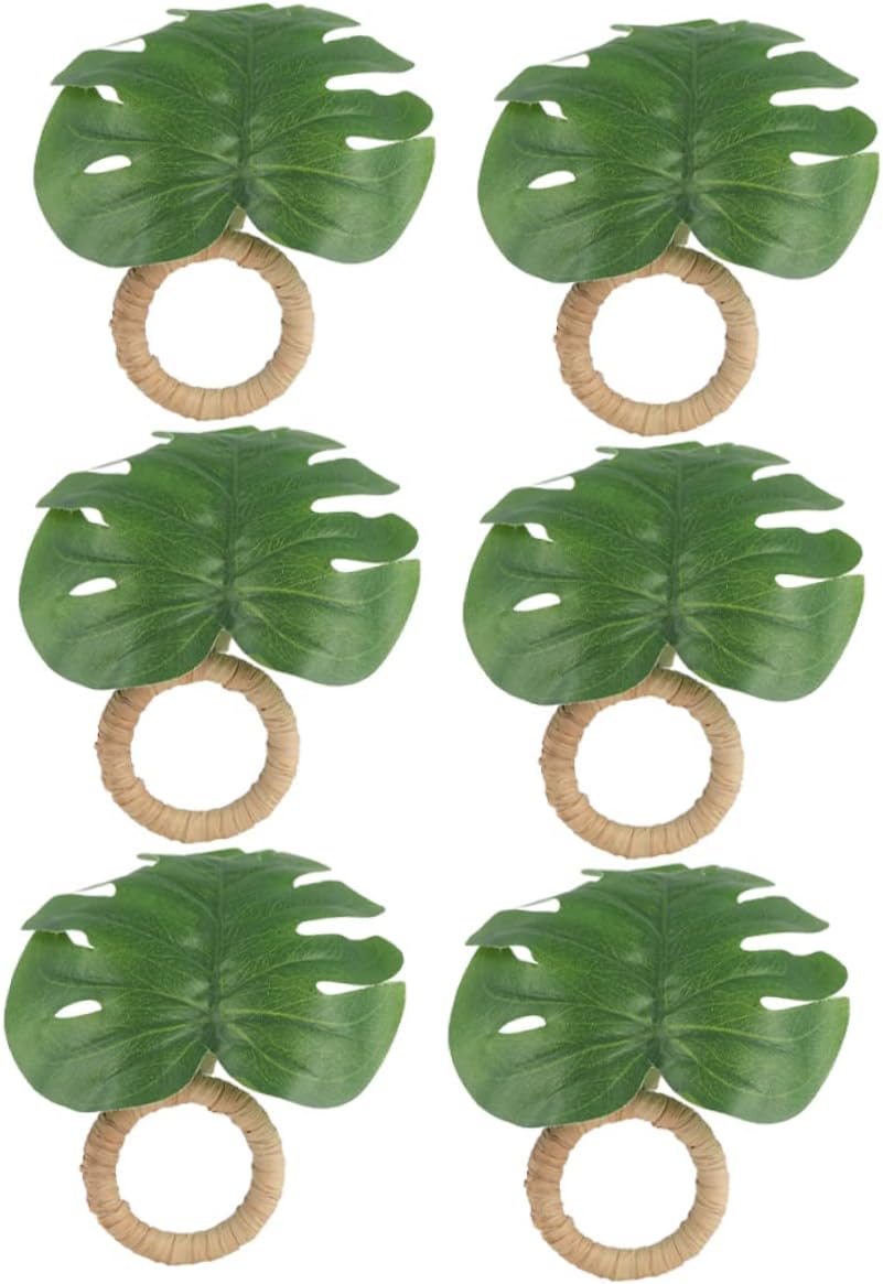 Amazon.com: BETOOKY 6pcs Monstera Leaf Napkin Rings Serviette Rings ...