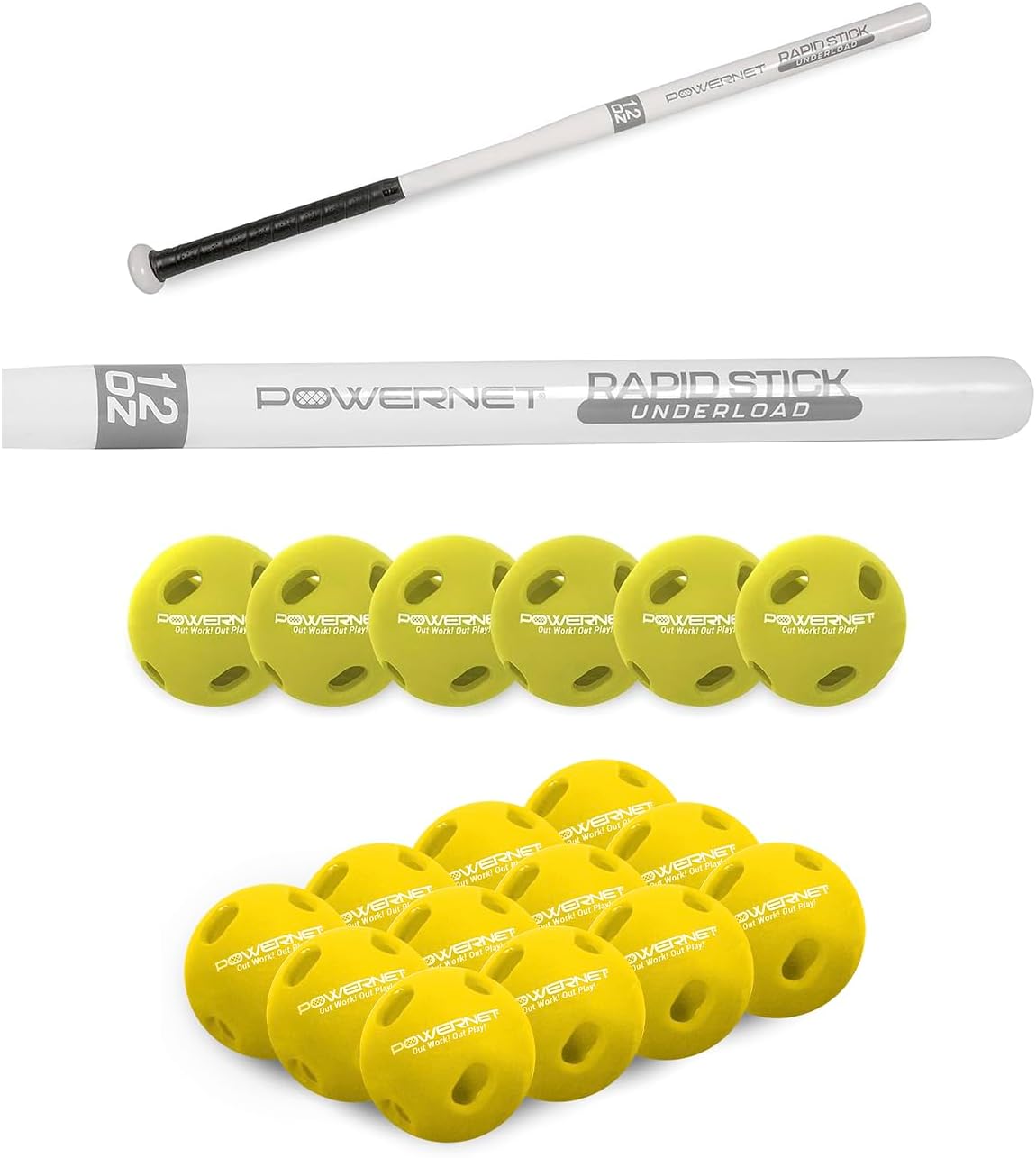 Amazon.com : PowerNet Corbin Carroll Rapid Stick Underload Bat + 6 ...